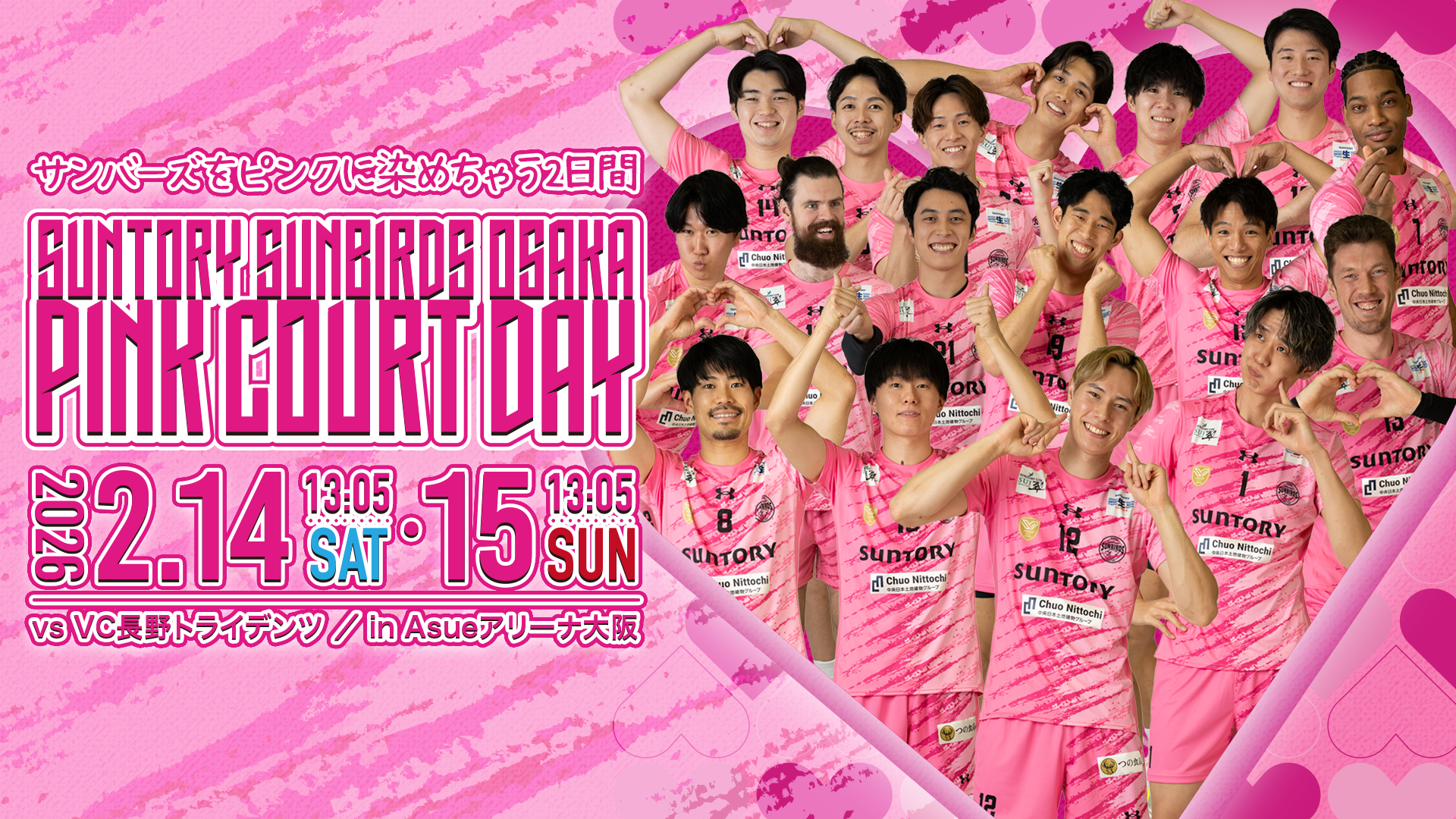 2/15 PINK COURT DAYスペシャルゲスト決定のお知らせ SUNBIRDS 大阪 サントリー